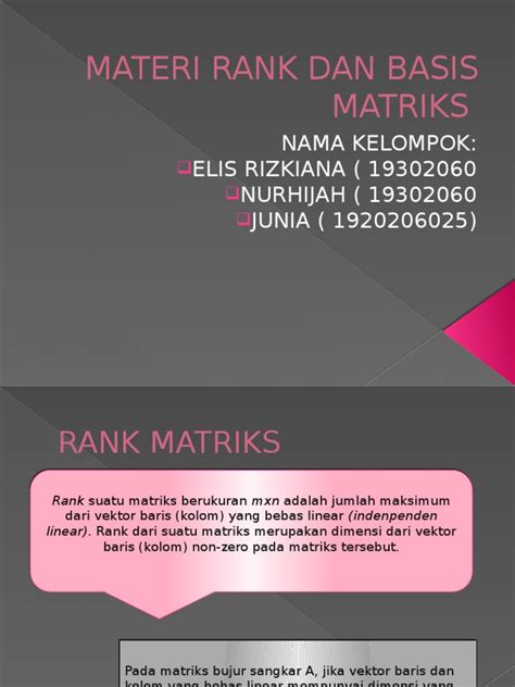 Materi Rank Dan Basis Matriks Pdf