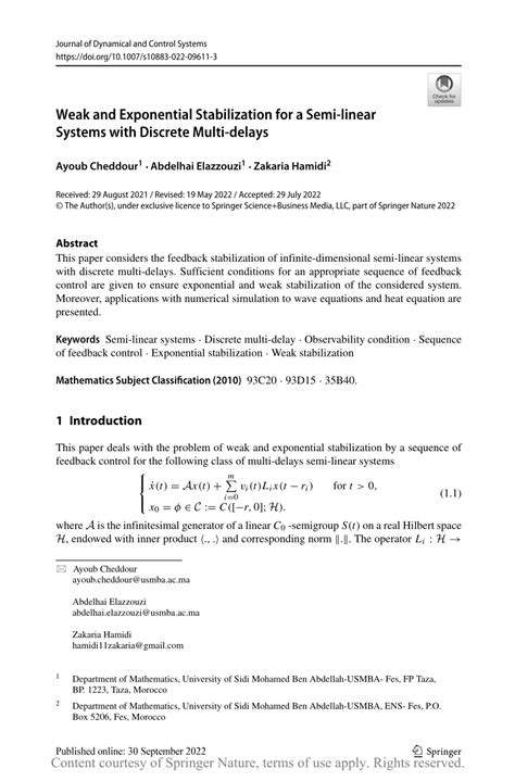 Weak And Exponential Stabilization For A Semi Linear Systems With Discrete Multi Delays