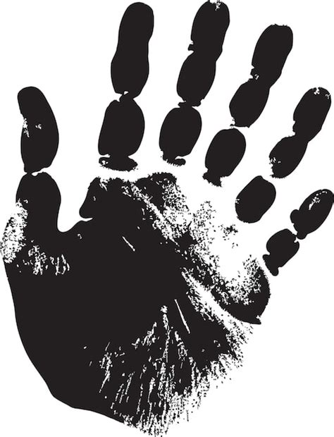 A Black And White Print Of A Hand Print With A Black And White