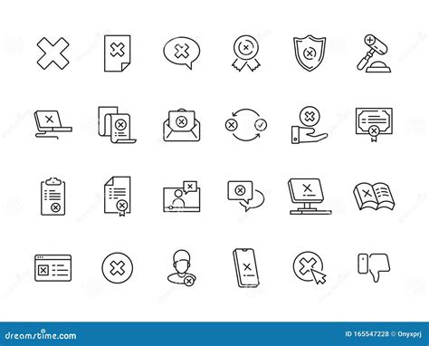 Rejected Symbols Guarantee Or Contract Refuses Judge Canceled Stamp Vector Rejected Icons