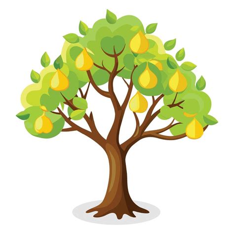 Pear Tree Isolated Flat Vector Illustration 41138350 Vector Art At