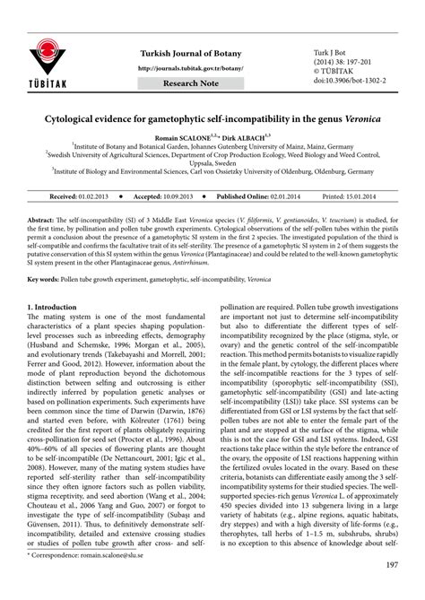 Pdf Cytological Evidence For Gametophytic Self Incompatibility In The