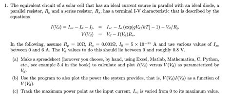 1 The Equivalent Circuit Of A Solar Cell That Has An Ideal Current