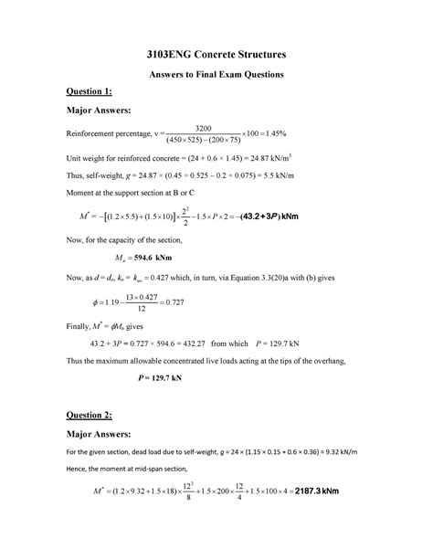 exam 2012 questions and answers final exam 3103eng concrete