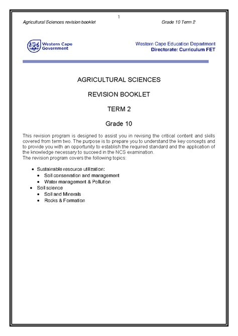 Agricultural Sciences Gr 10 Revision Source Term 2 1 Agricultural