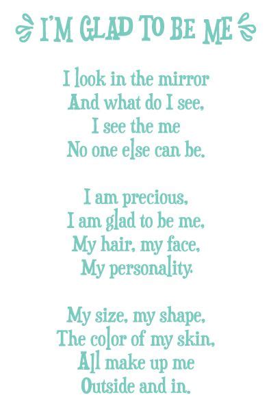 Celebrate Your Uniqueness With Im Glad To Be Me Poem I Am Poem