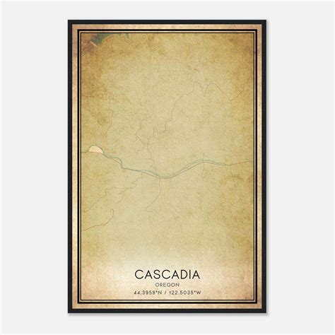 Vintage Cascadia Oregon Map Poster Cascadia Or City Road Wall Art Print Custom Maps And Posters
