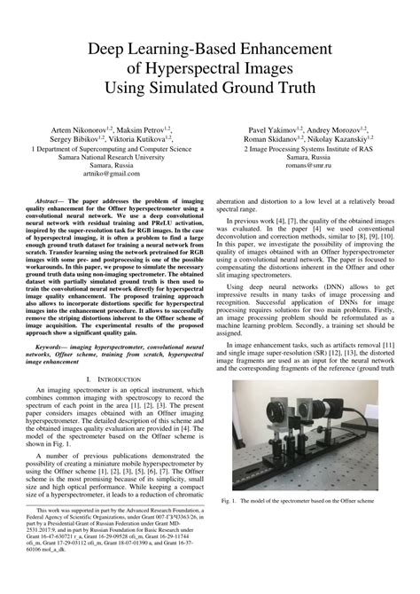 pdf deep learning based enhancement of hyperspectral images using
