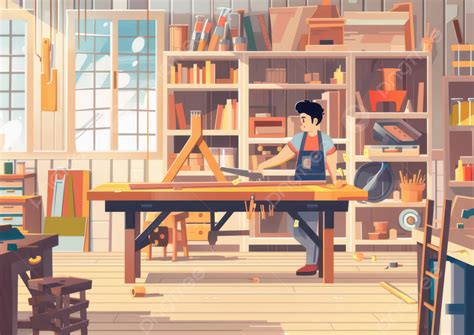 A Craftsman Works In Vibrant Workshop Filled With Tools And Materials