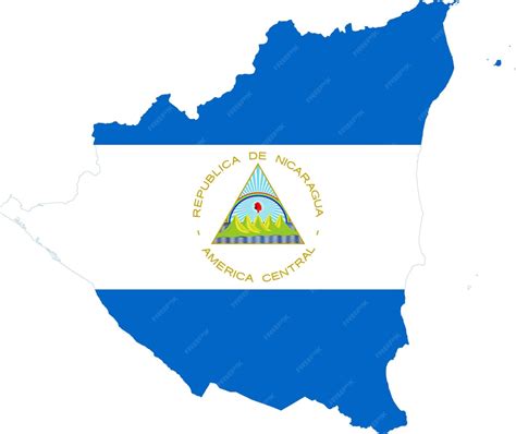 Nicaragua Flag And Map Outline Premium Vector