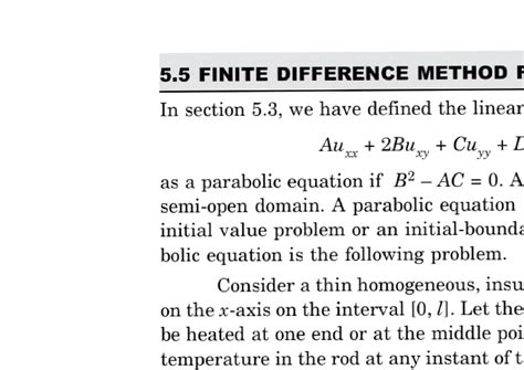 Finite Difference Method For Heat Conduction Equation Numerical Method