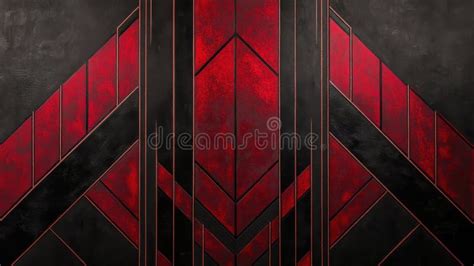 Geometric Abstract Art With Red And Black Angular Patterns And Lines