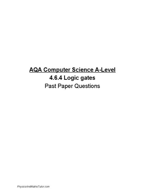Aqa A Level Logic Gates Past Papers Pdf Science And Mathematics
