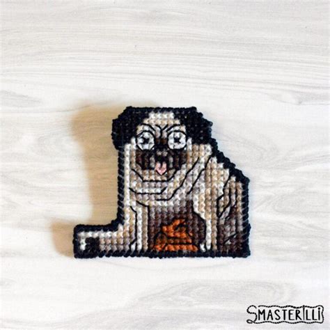 Fat Pug Corner Cross Stitch Bookmark Plastic Canvas Project