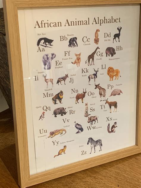 African Animals Alphabet Poster Educational Wall Art Etsy