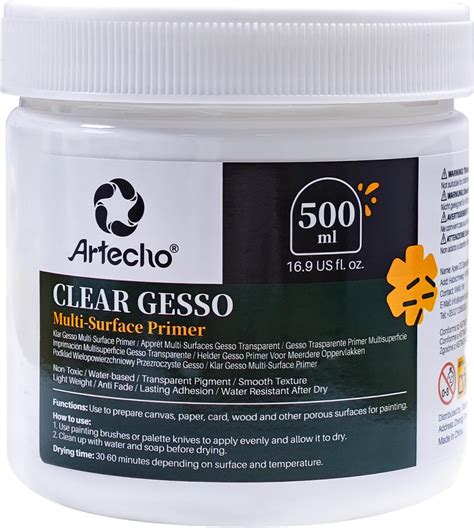 Artecho Clear Gesso 169oz 500ml Gesso Primer For