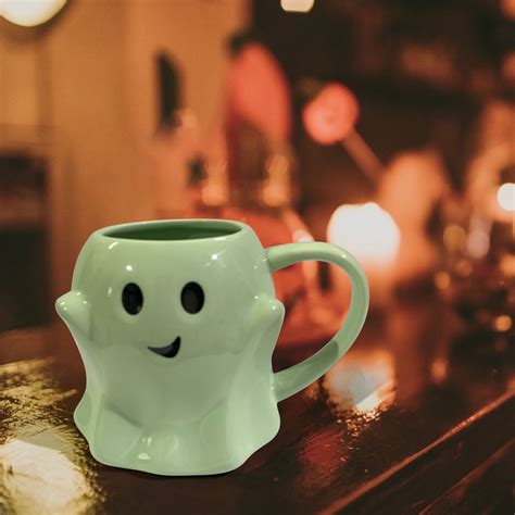 Tergayee Coffee Mug 14oz Halloween Ghost Mug Cute Ceramic Ghost Coffee Mug Adorable Ghost