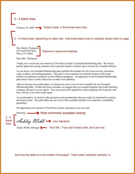 Business Letter Format Spacing Formal Letter