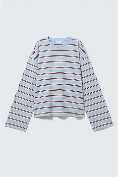 Longsleeve Shirt Aus Baumwolle Blaumehrfarbig Gestreift Ladies H