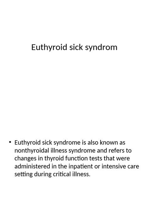Euthyroid Sick Syndrom Pdf