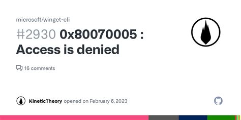 0x80070005 Access Is Denied · Issue 2930 · Microsoftwinget Cli · Github