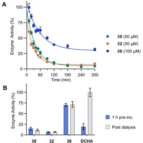 A Preincubation Assay Showing Covalent Inhibition Over Time B