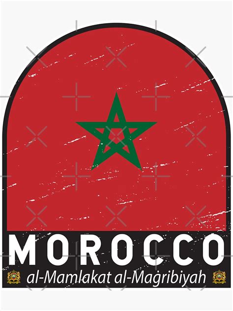 Pegatina «emblema De La Bandera De Marruecos Vintage Apenado De Krissiddesigns Redbubble