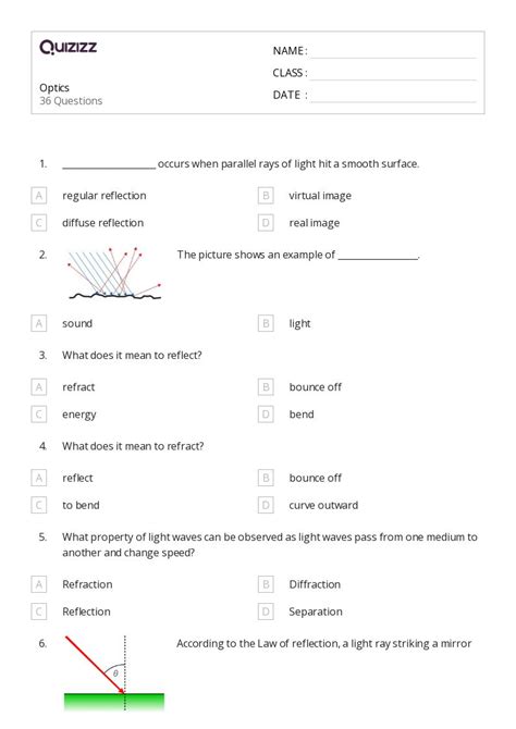 50 Geometric Optics Worksheets On Quizizz Free And Printable
