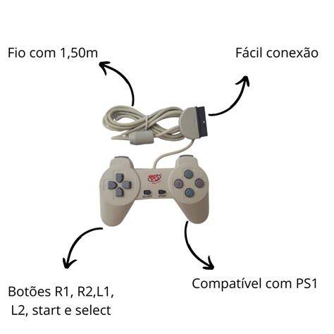 Controle Joystick Compatível Com Playstation 1 Ps1 Com Fio Shopee Brasil
