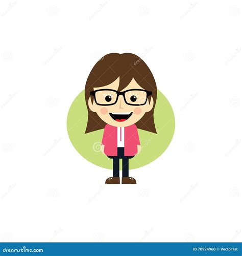 Geek Cartoon Nerd Character Stock Vector Illustration Of Smile Babe