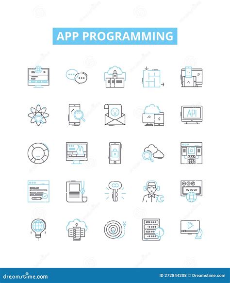 app programming vector line icons set app programming coding