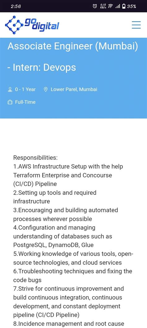 devopsintern fresherjobs devopsfreaher godigital kranthi putti
