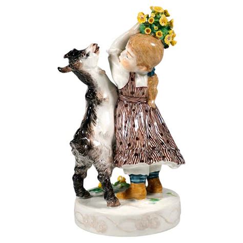 Art Nouveau Group Girl With Goat By Erich Hoesel Meissen Germany