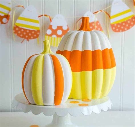 Candy Corn Decorated Pumpkin