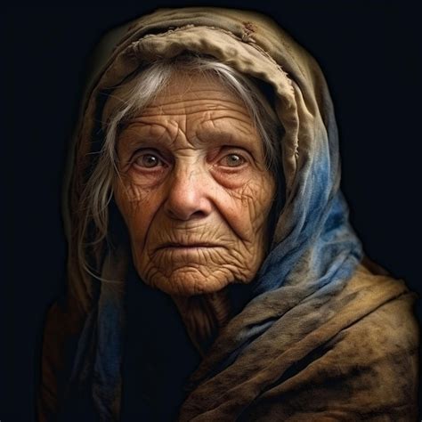 Premium Ai Image Front View Old Woman Smiling With Strong Ethnic Features