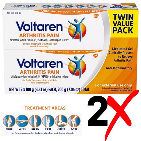 Voltaren 2x100g Arthritis Pain Relief Anti Inflammatory Gel Twin Pack