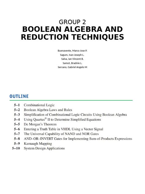 5 1 Boolean Algebra And Reduction Techniques Pdf Logic Gate Algebra