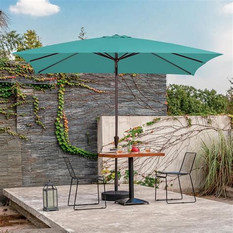 Jearey 8 Ft X 10 Ft Steel Rectangular Market Umbrella In Peacock Blue