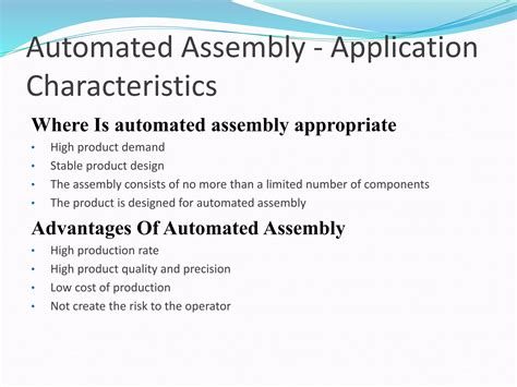 Automated Assembly Systems Pptx
