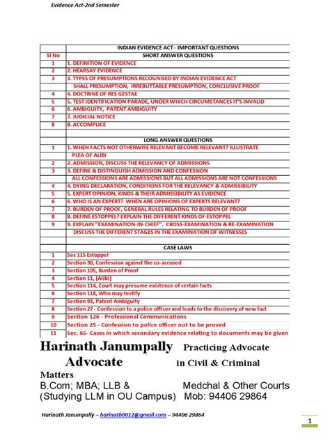 Evidence Study Material Pdf Evidence Law Confession Law