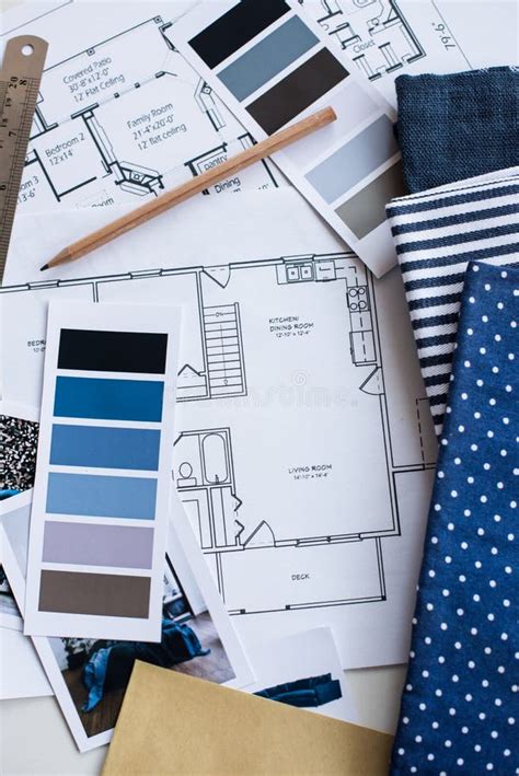 Interior Designers Working Table Stock Image Image Of Elements