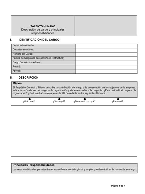 Formato Perfil Del Cargo Pdf Presupuesto Aprendizaje