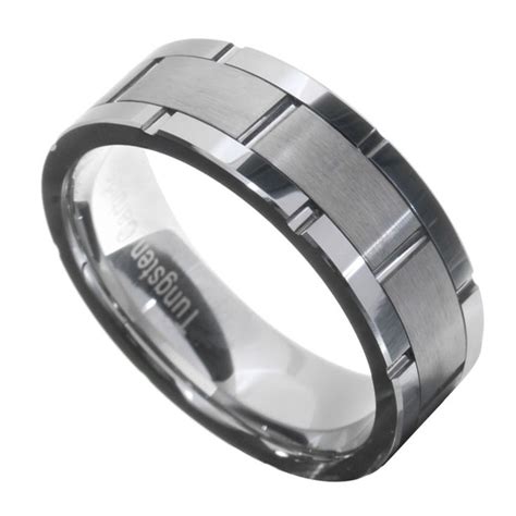 Brushed Tungsten Carbide Grooved Men Women Wedding Band Ring Size 7 15