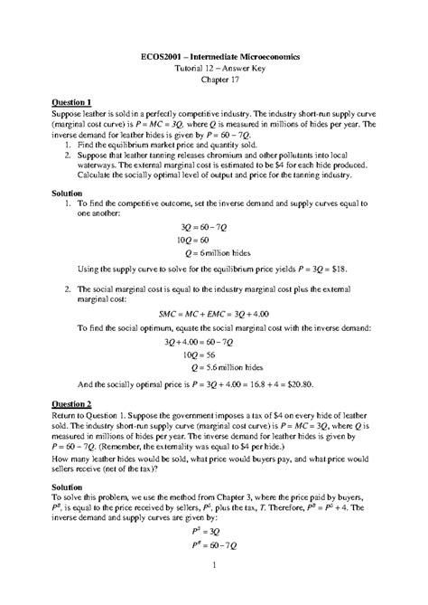 tutorial 12 answer key 1 ecos2001 intermediate microeconomics