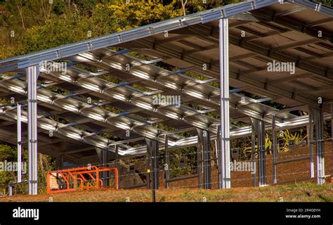 Large Steel Framed Shed Under Construction In Rural Queensland