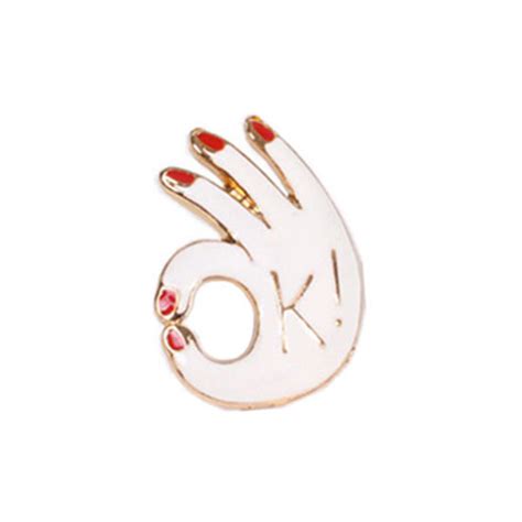 Ok Pin Badge With Butterfly Clutch Hand Gesture Lymyted