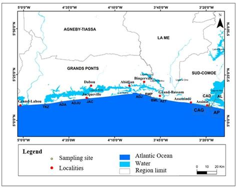 Location Map Of The Coastal Zone Toukouzou Hozalem Assinie