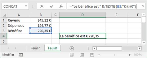 Combiner Du Texte Et Valeurs Formatées Microsoft Excel 365