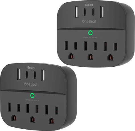 Surge Protector Outlet Extender With Rotating Plug 6 Ac Multi Plug