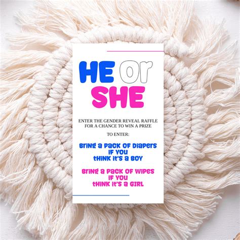 Diapers Or Wipes Gender Reveal Raffle Vote He Or She Gender Raffle
